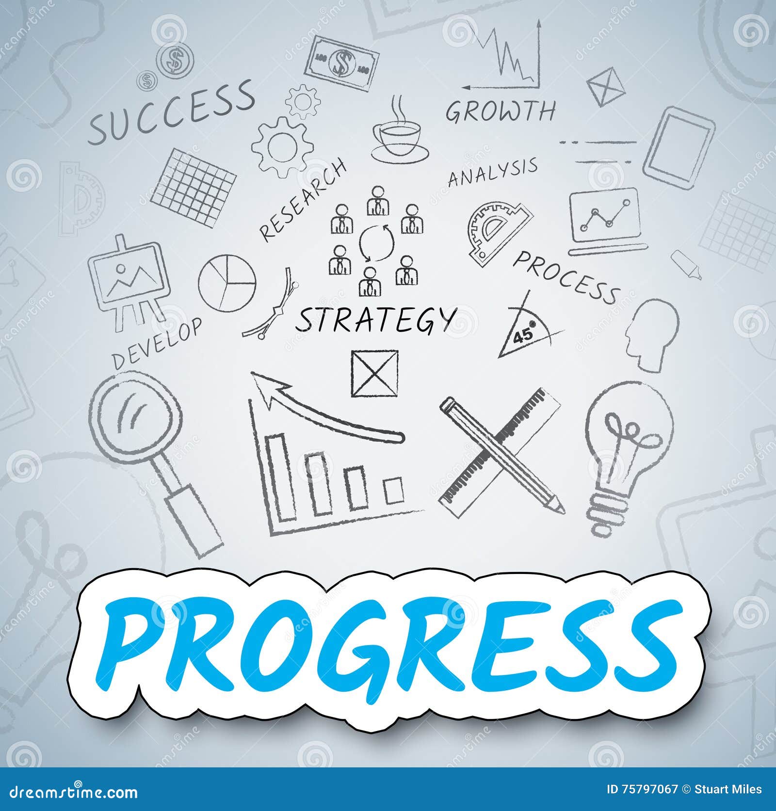 Progress Ideas Means Decide Thoughts and Considering Stock Illustration ...