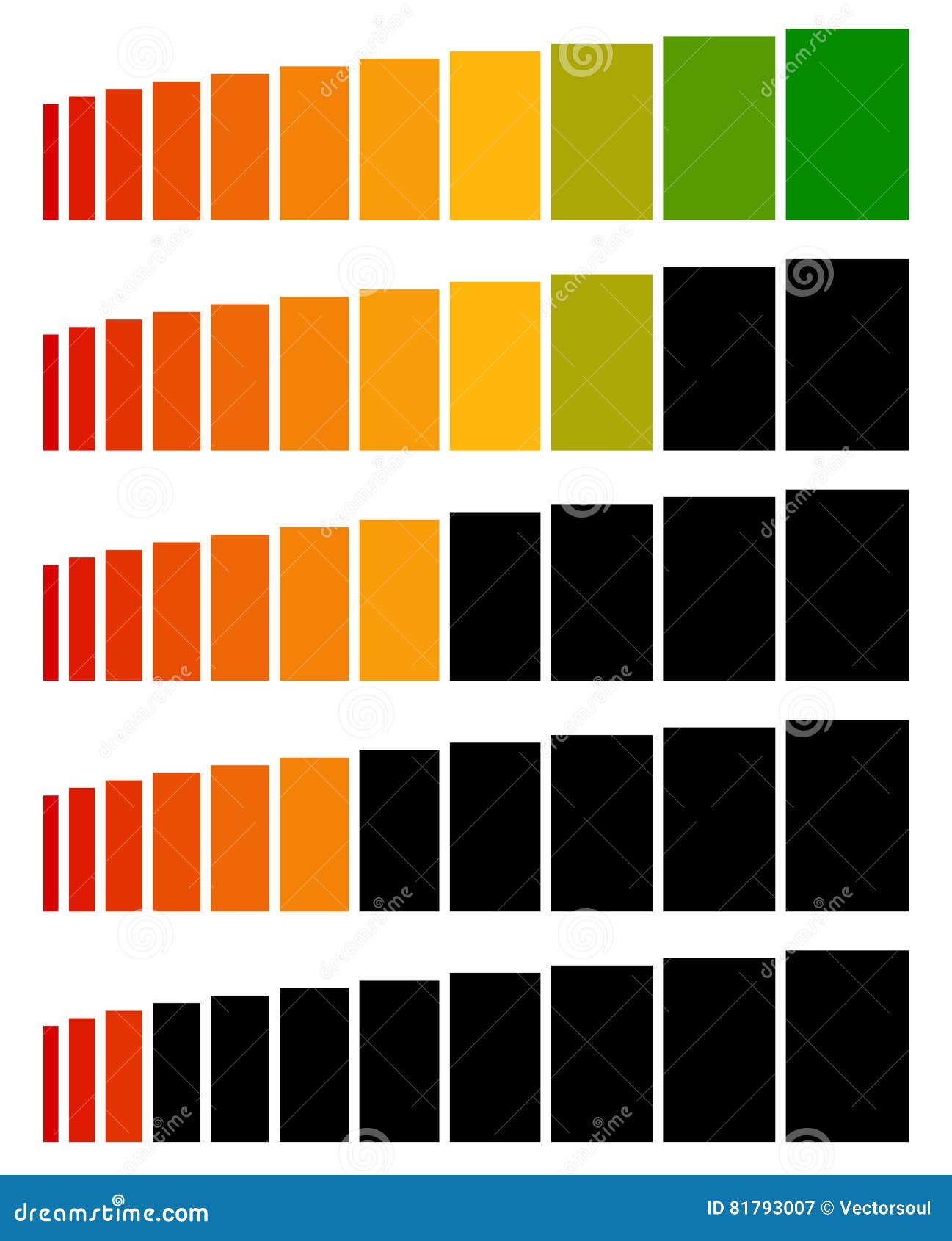 Progress, Level Indicators in Sequence from Low To High Stock Vector ...