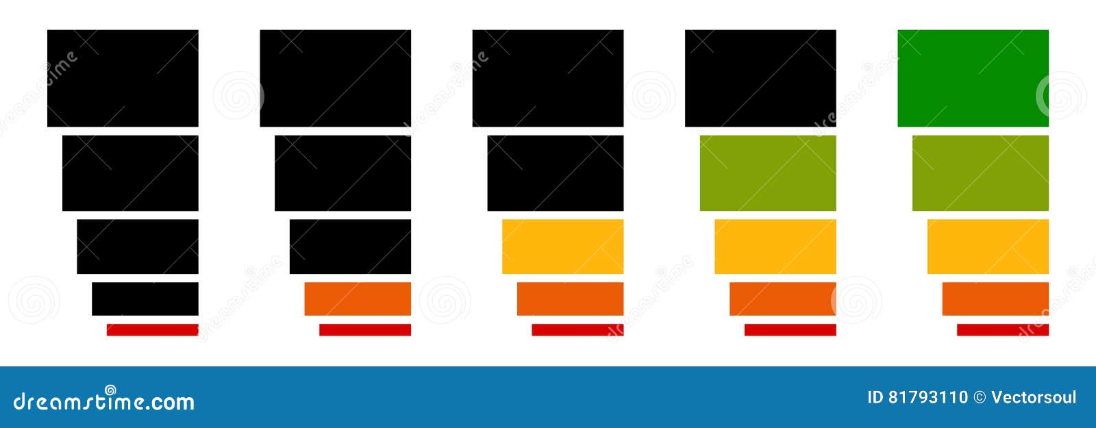 Progress, Level Indicators in Sequence from Low To High Stock Vector ...