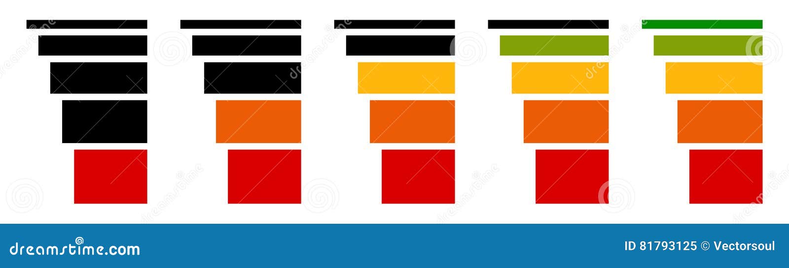 Progress, Level Indicators in Sequence from Low To High Stock Vector ...