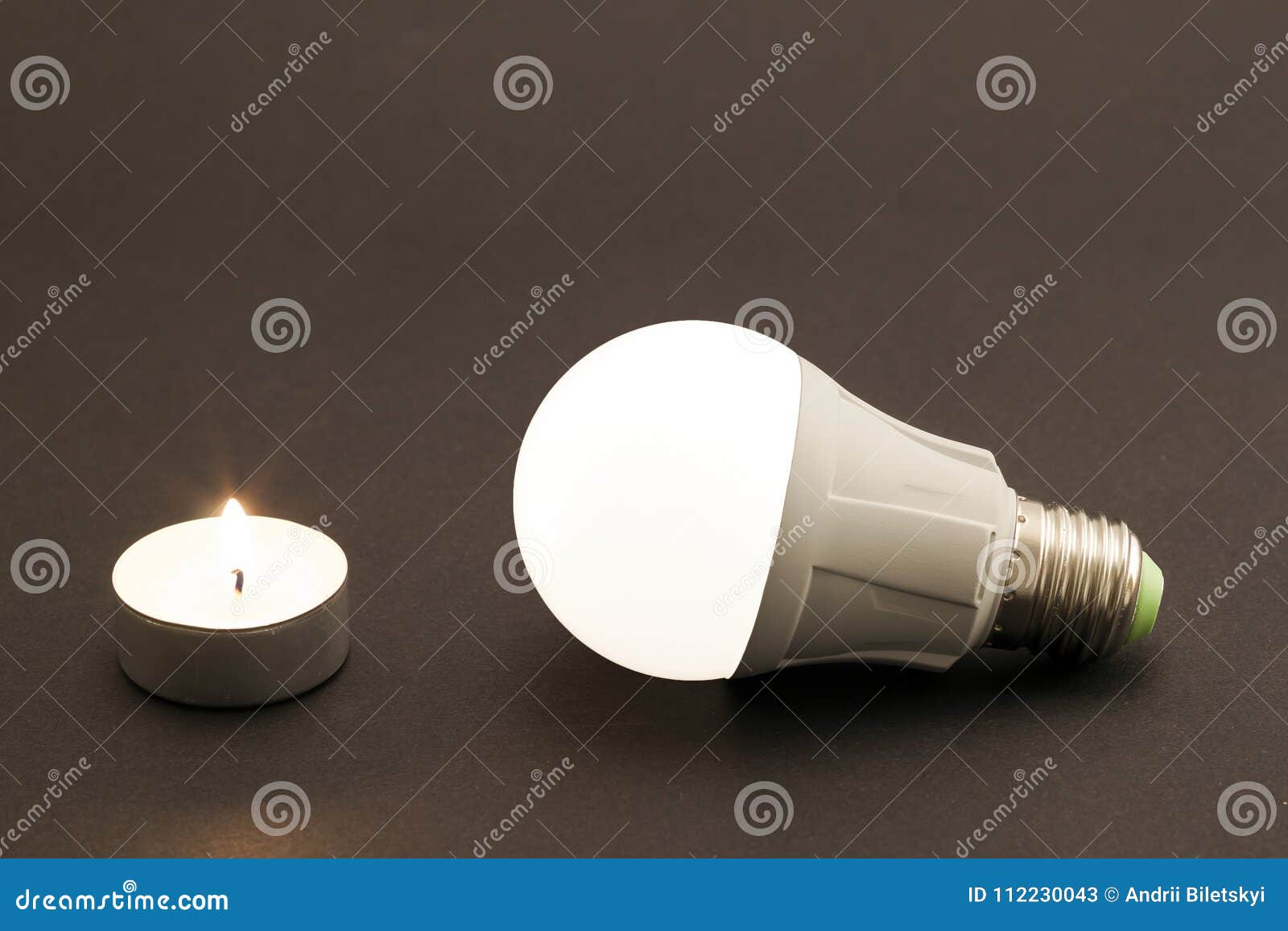 Progress of Lighting with Candle and LED Bulb. Stock Image - Image of ...