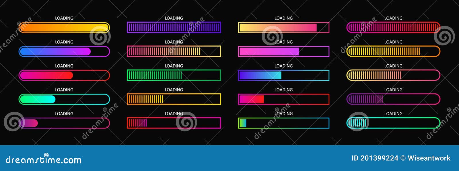 Progress Load Bar. Indicator of Status Download. Graphic Icons of ...