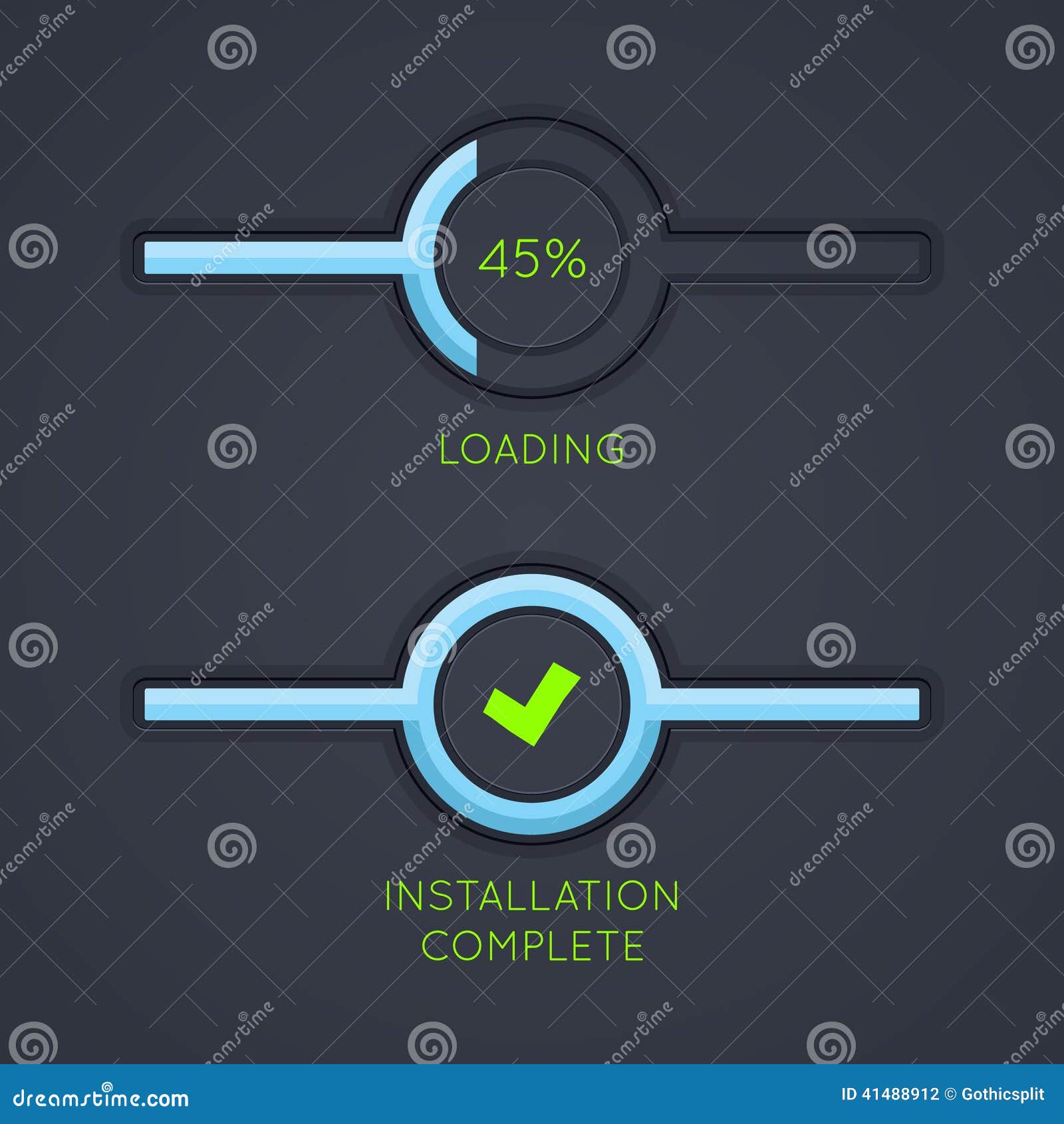 Progress Loading Bar on Dark Background Stock Vector - Illustration of ...