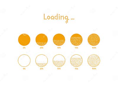 Progress Loading Bar with Dots, Set of Doodle Icons. Hand-drawn Sketch ...
