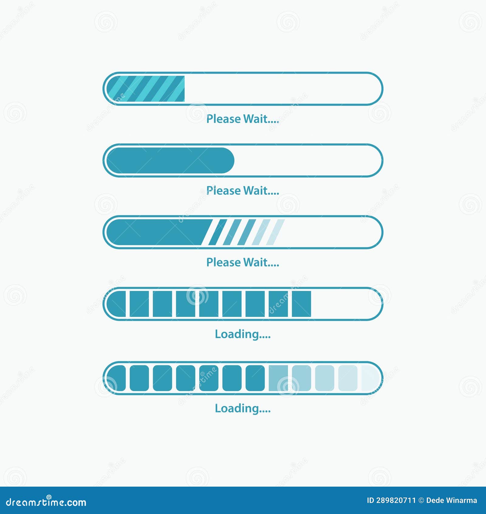 Progress Loading Bar Set Design Vector Illustration in White Background ...