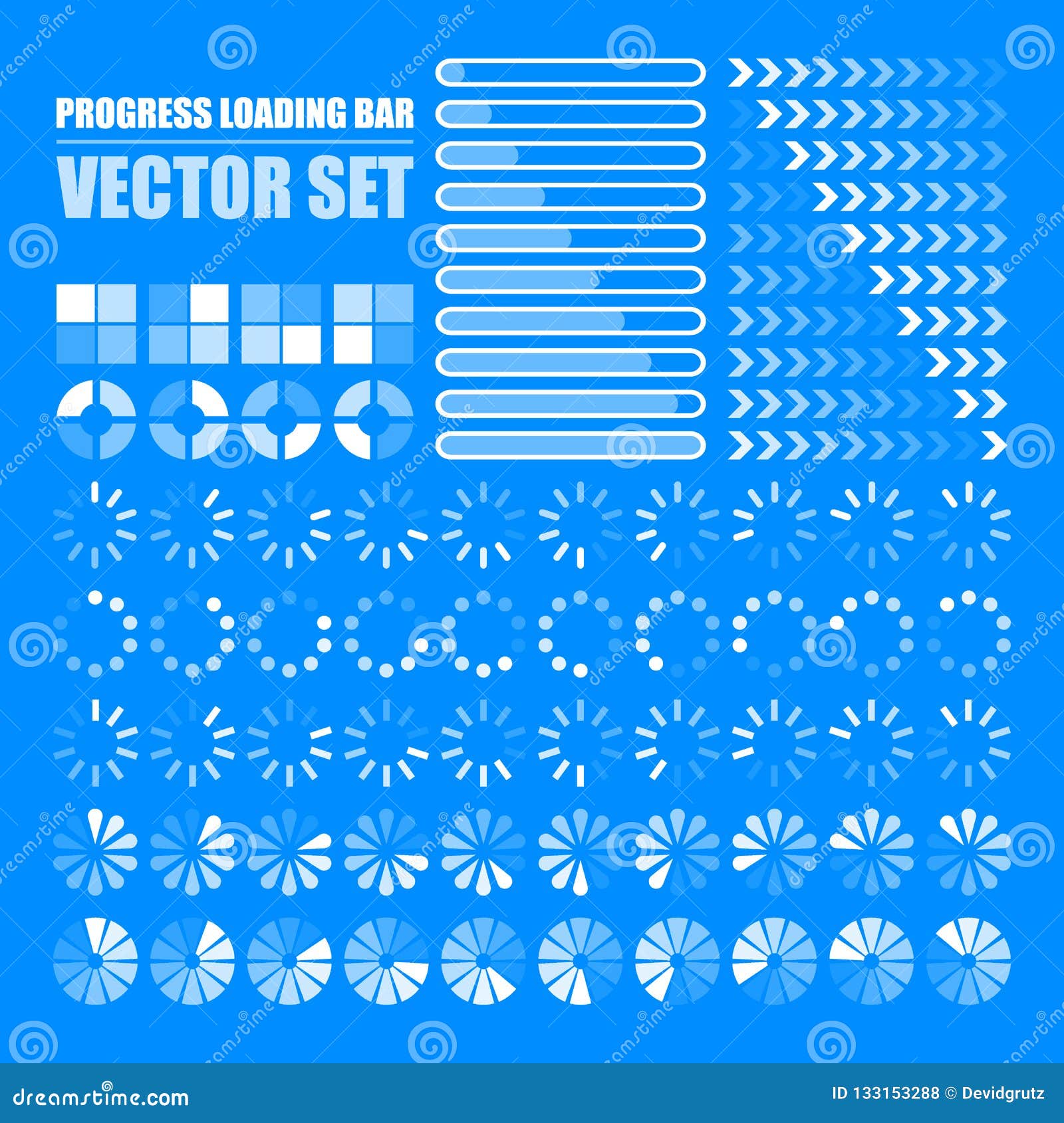 Progress Loading Bar. Set of Indicators. Download Progress, Web Design ...