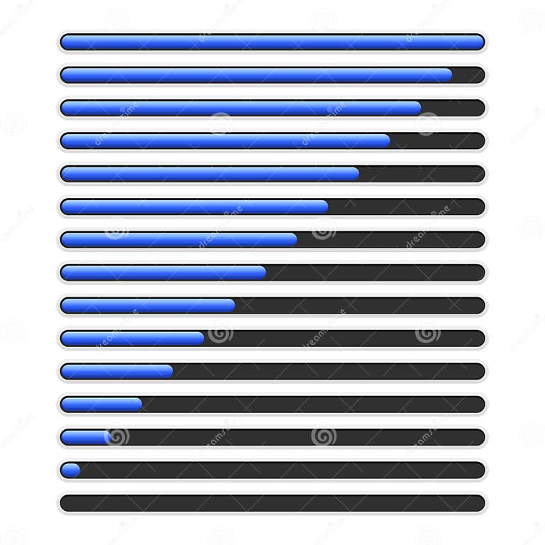 Progress Loading Bar Set on White Background. Vector Stock Illustration ...