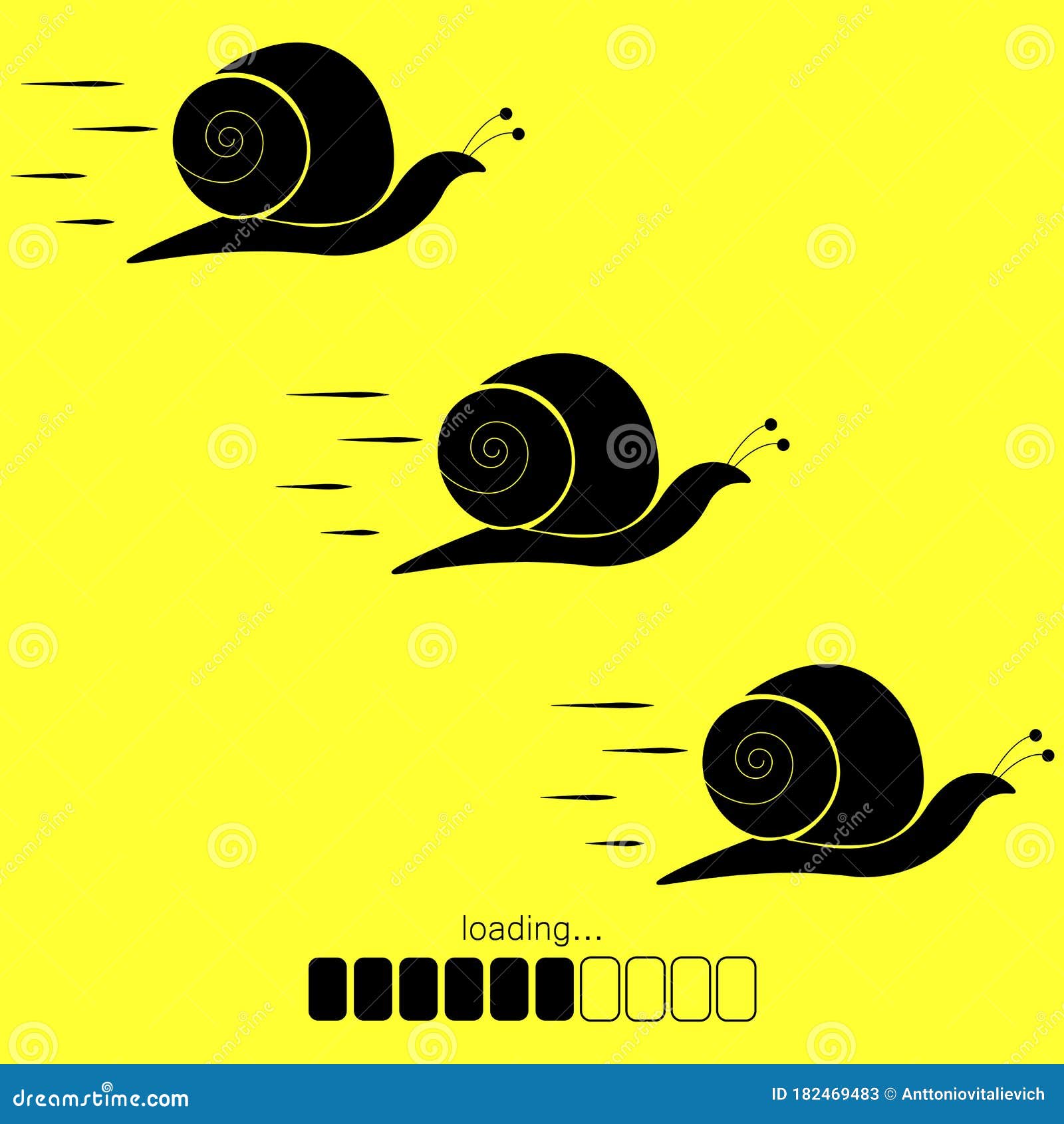 Progress Loading Bar - Snail Icon Set Stock Vector - Illustration of ...