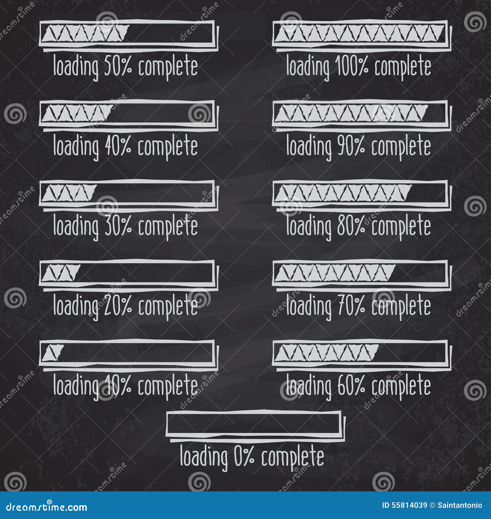 Progress Loading Bar from 0 To 100 Percent Complete, Hand Drawn Effect ...