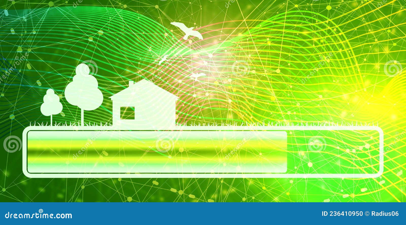 Progress or Loading Bar with Trees and House Stock Illustration ...