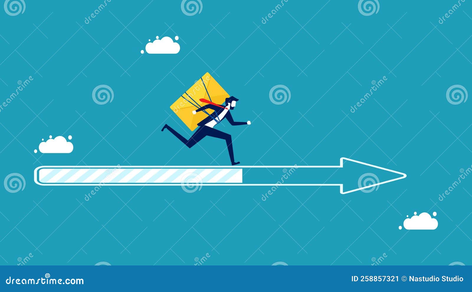 Kid With Letter Running In Hurry - Cute Cartoon Girl Illustration Stock ...