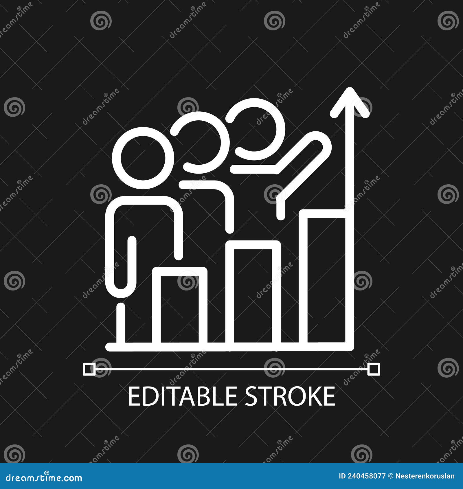 Progress Monitoring Pixel Perfect White Linear Icon for Dark Theme ...