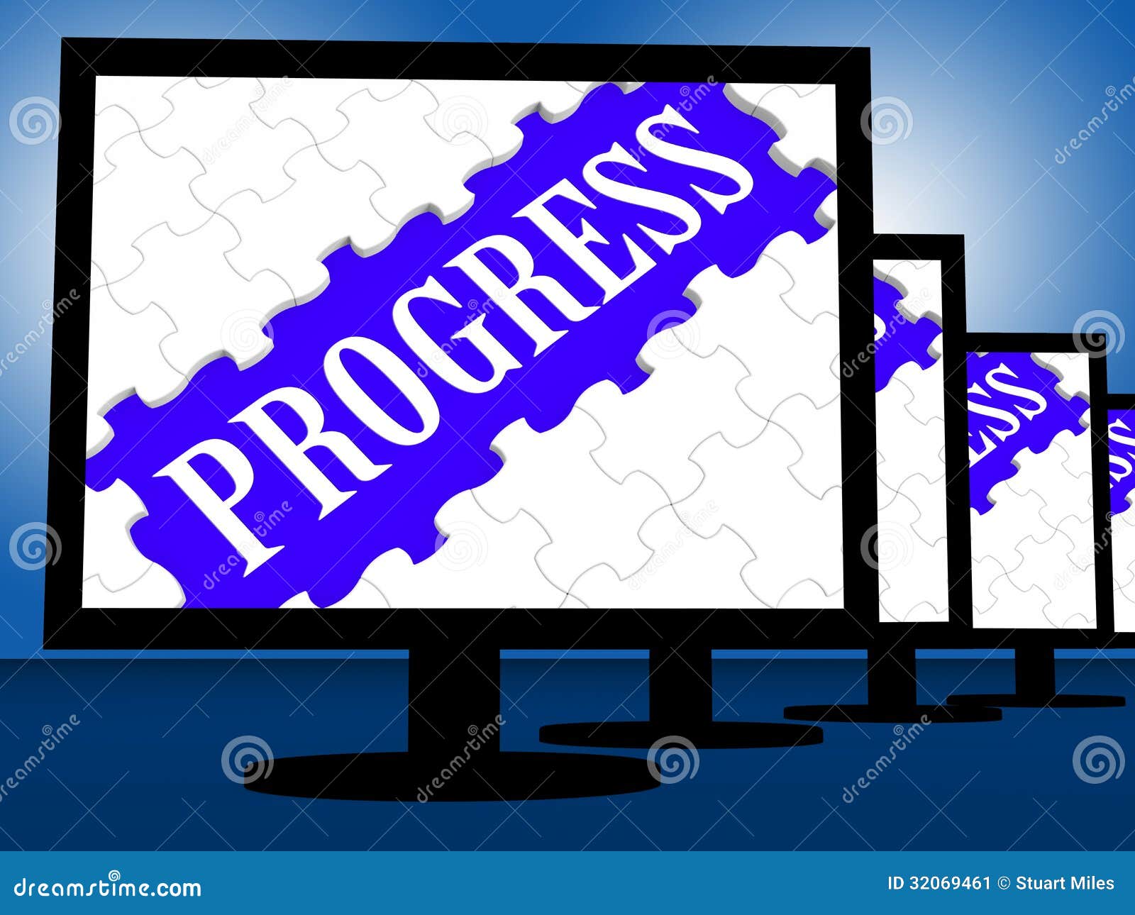 Progress on Monitors Showing Successful Direction Stock Illustration ...