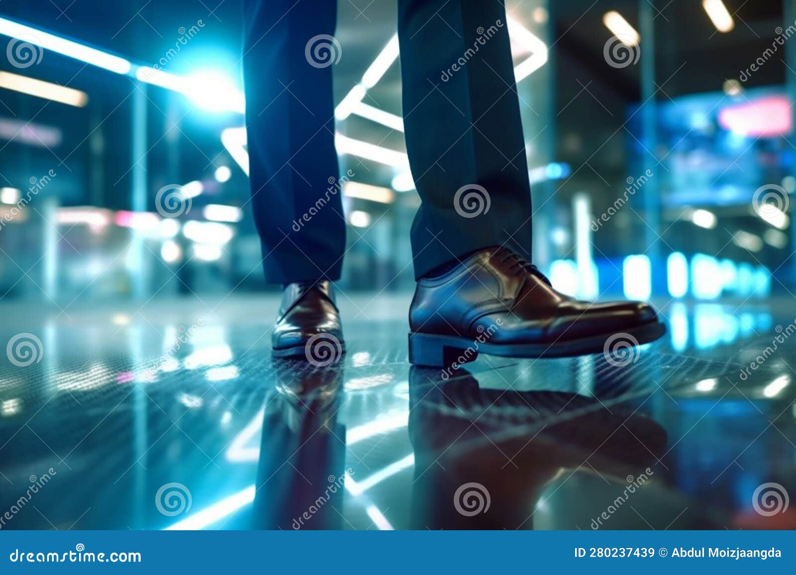 Progress in Motion, Businessman S Feet Move Forward into New Technology ...
