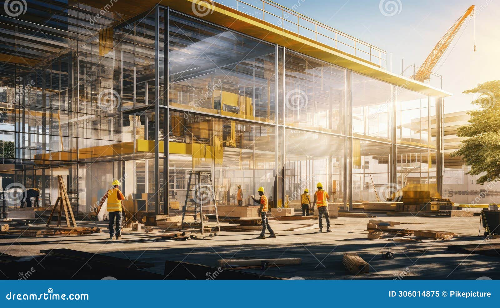 Progress Office Building Under Construction Stock Illustration ...