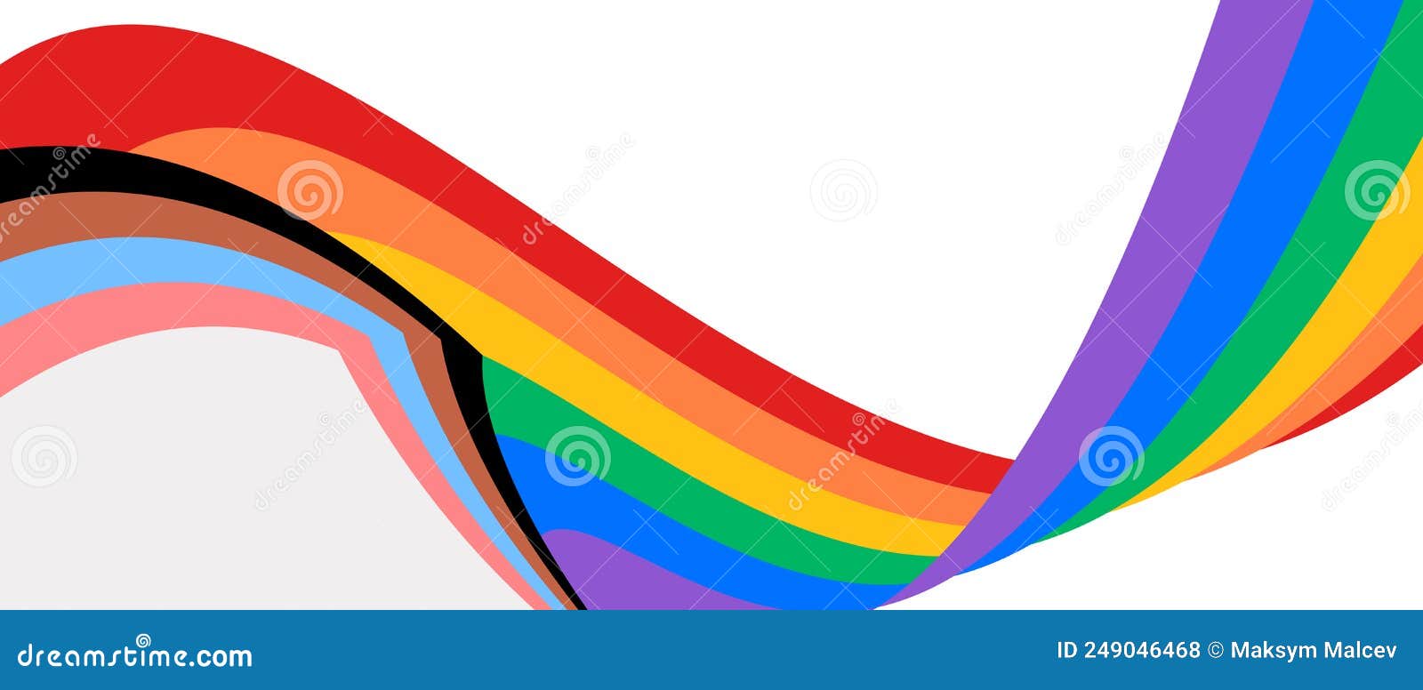 Progress Pride Curved Flag Illustration. Pride Flag. Rainbow Flag ...