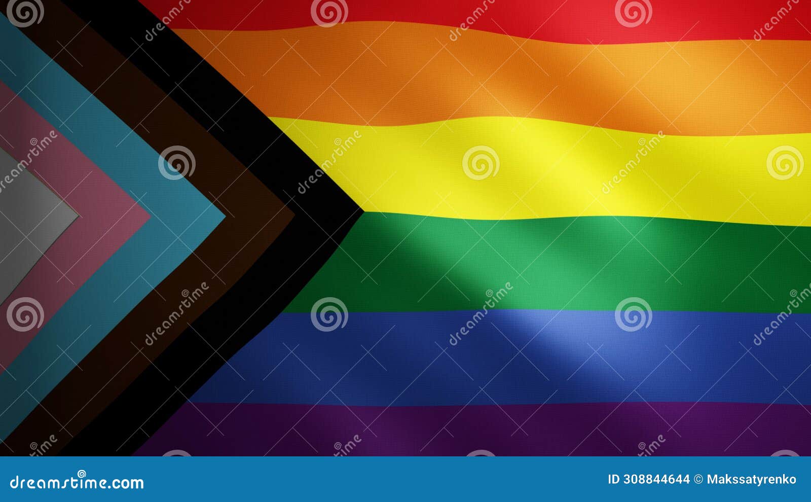 Progress Pride Flag with Fabric Texture that Moves in the Wind. Smooth ...