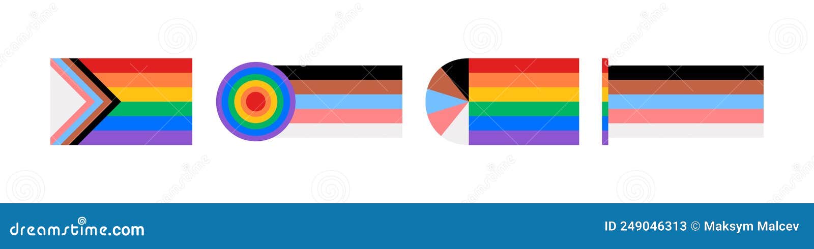Progress Pride Flag Illustration. Pride Flag Icons. Rainbow Flag ...