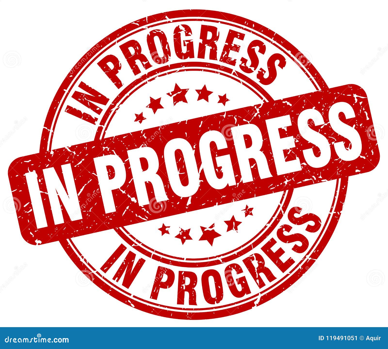 In progress red stamp stock vector. Illustration of brown - 119491051