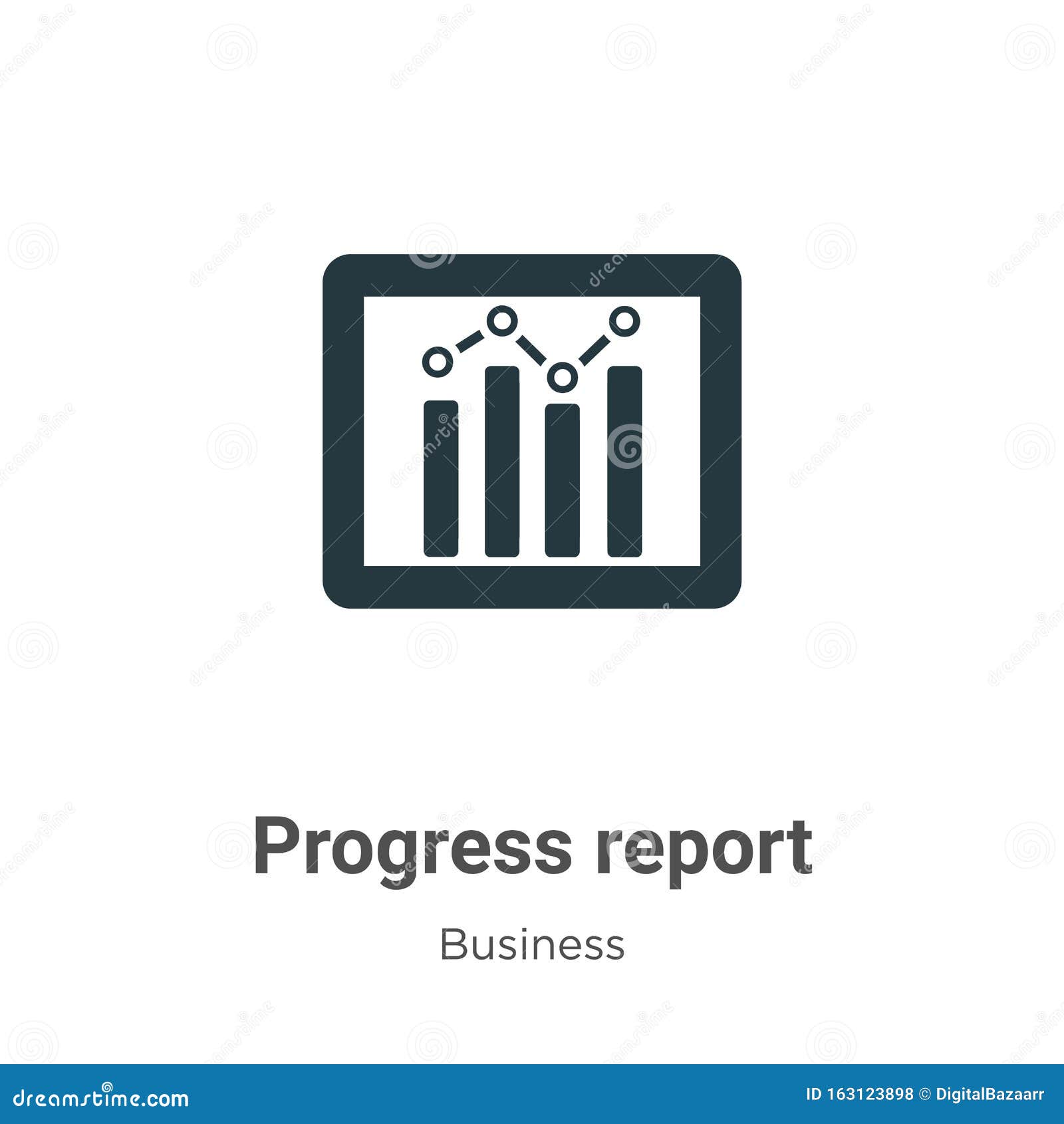 Progress Report Vector Icon on White Background. Flat Vector Progress ...