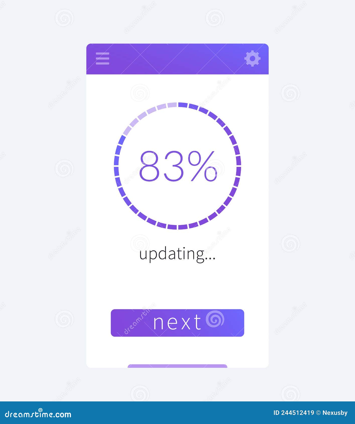 Progress Screen, Updating, Mobile App Ui Stock Vector - Illustration of ...