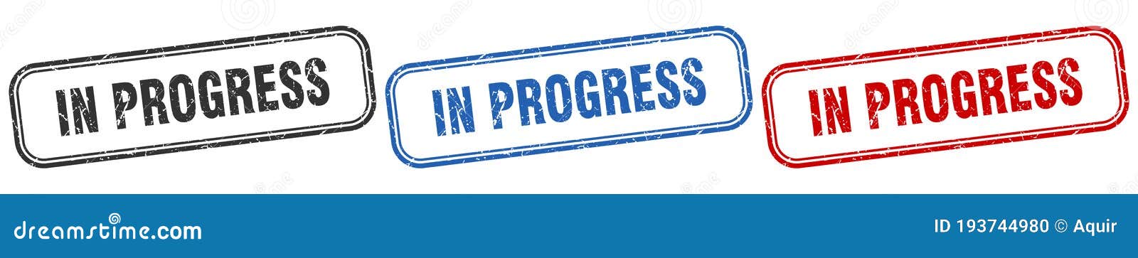In Progress Square Isolated Sign Set. in Progress Stamp Stock Vector ...