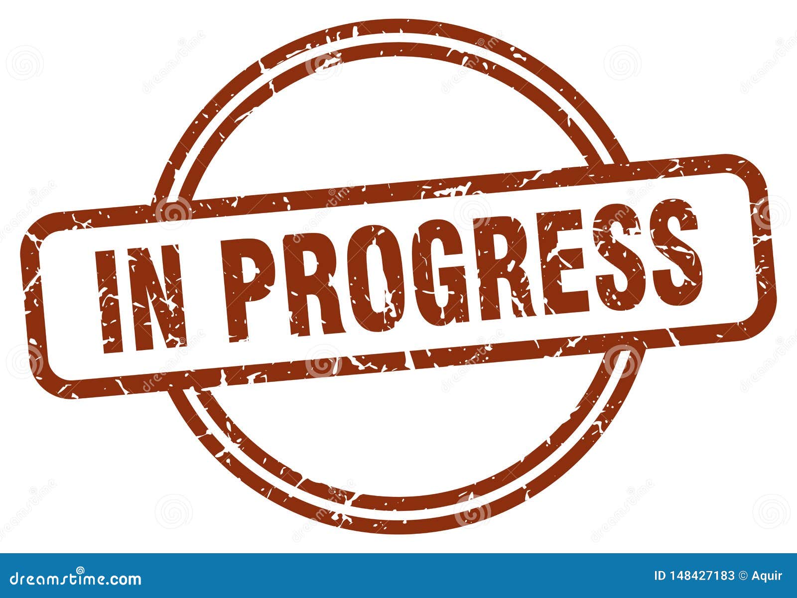 In progress stamp stock vector. Illustration of brown - 148427183