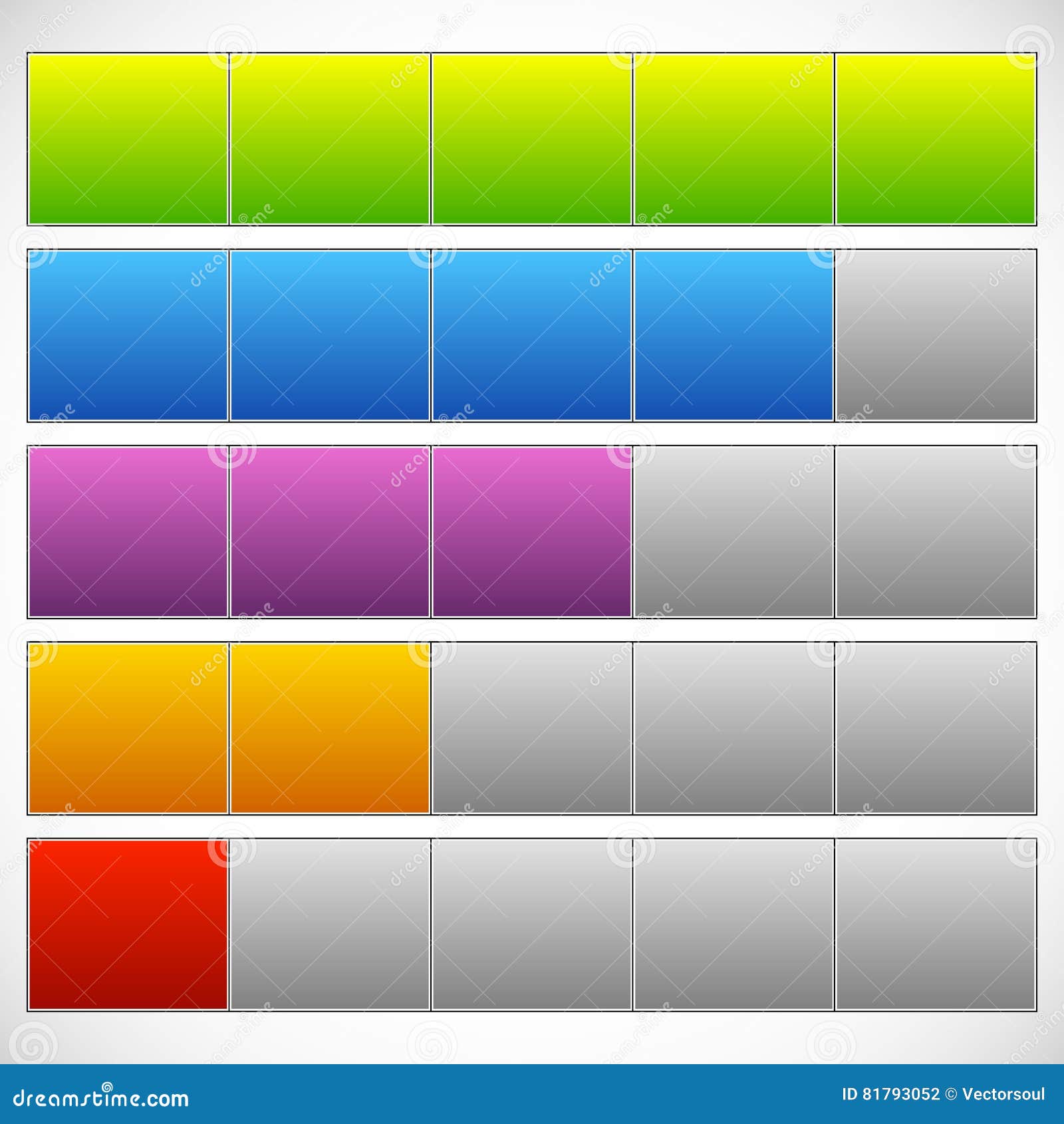 Progress, Step, Phase Indicators. Simple 5-step Progress Bars. Cartoon ... Progress, Step, Phase Indicators. Simple 5-step Progress Bars. Cartoon ...