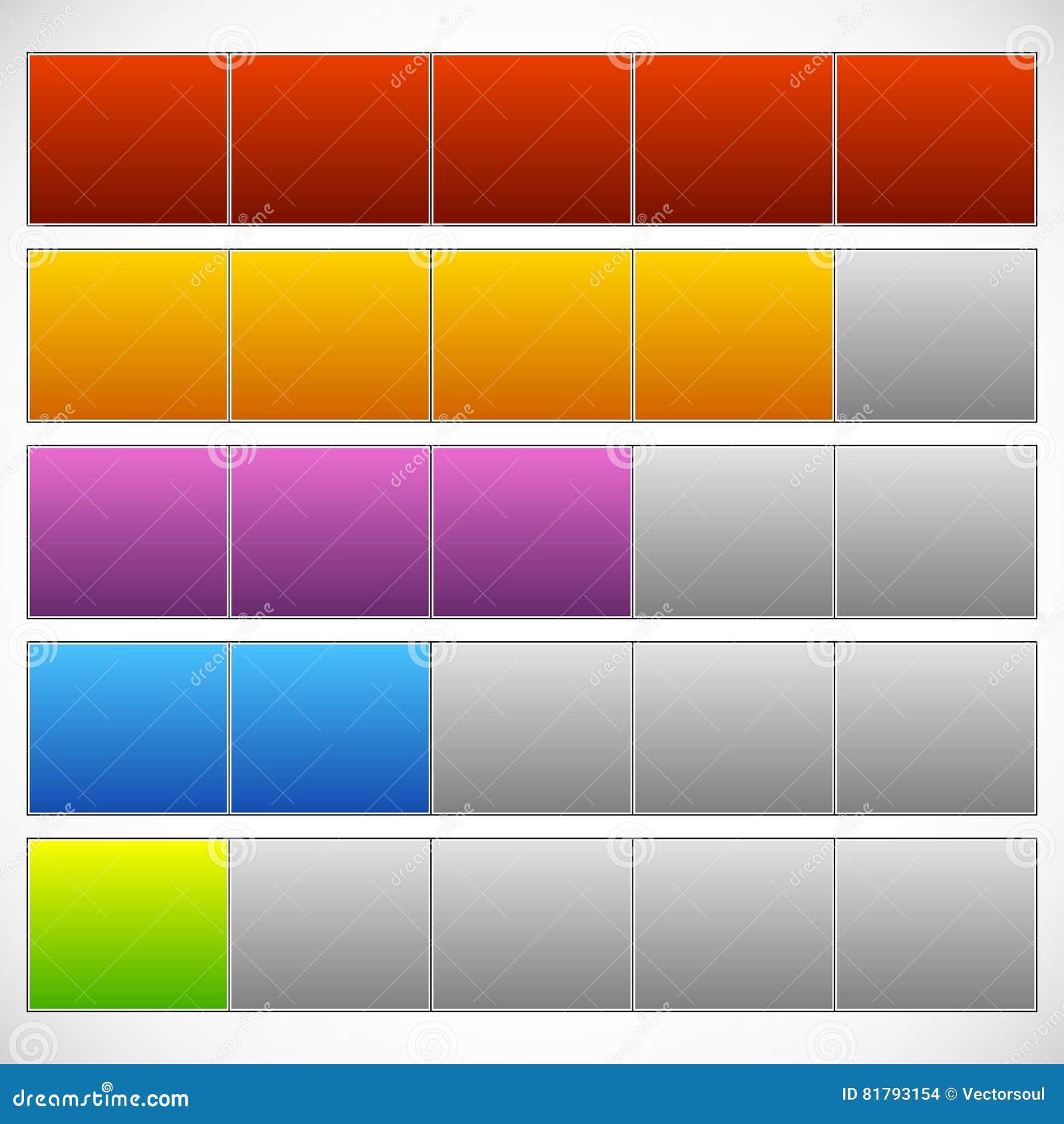 Progress, Step, Level Indicators With 5 Steps Arrows Vector ...