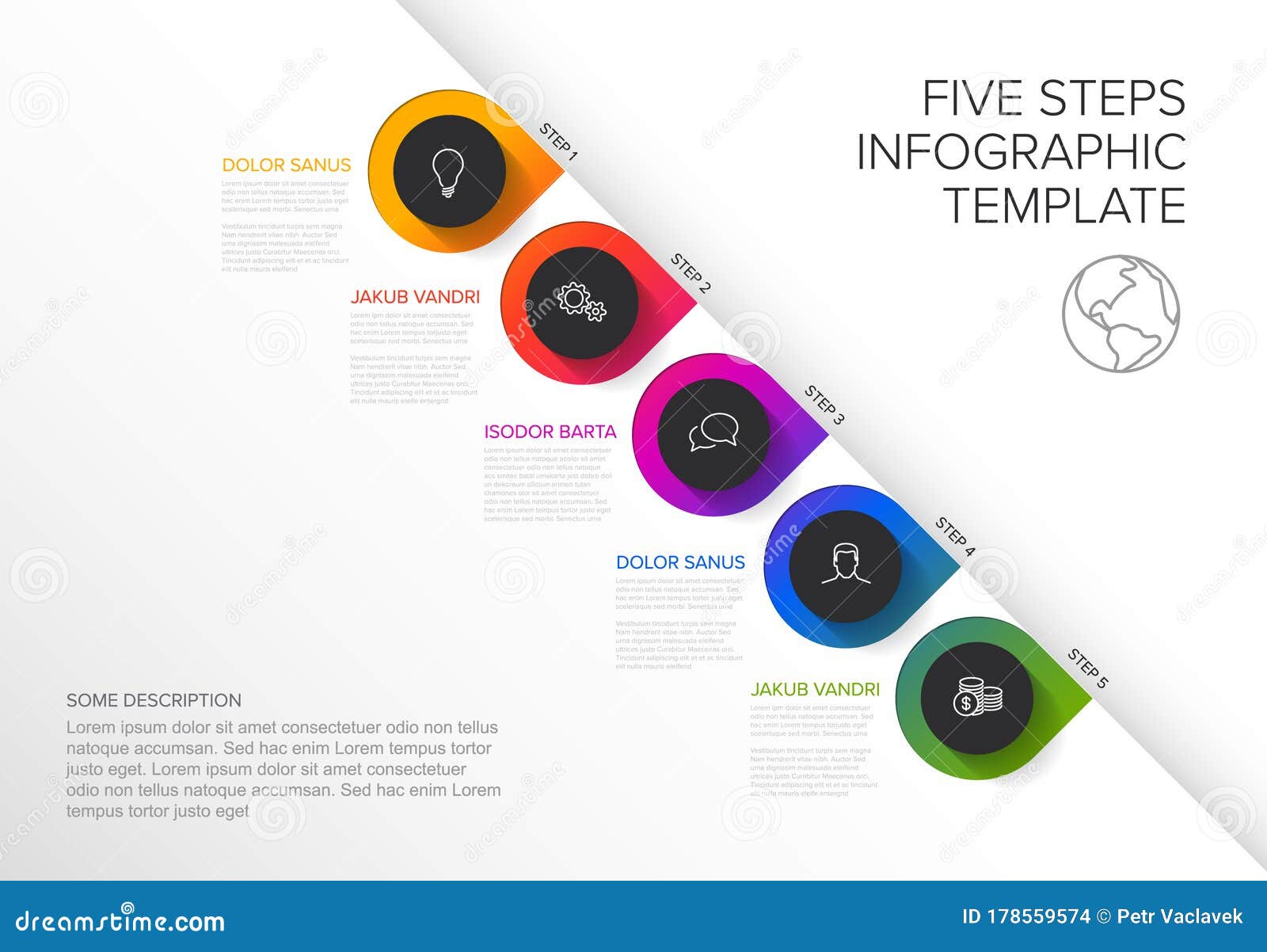 Progress steps template stock vector. Illustration of circle - 178559574