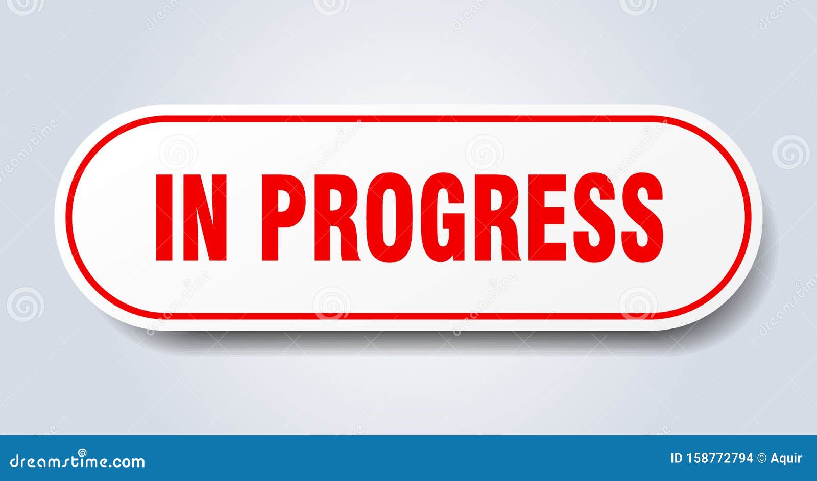 In progress sticker. stock vector. Illustration of sticker - 158772794