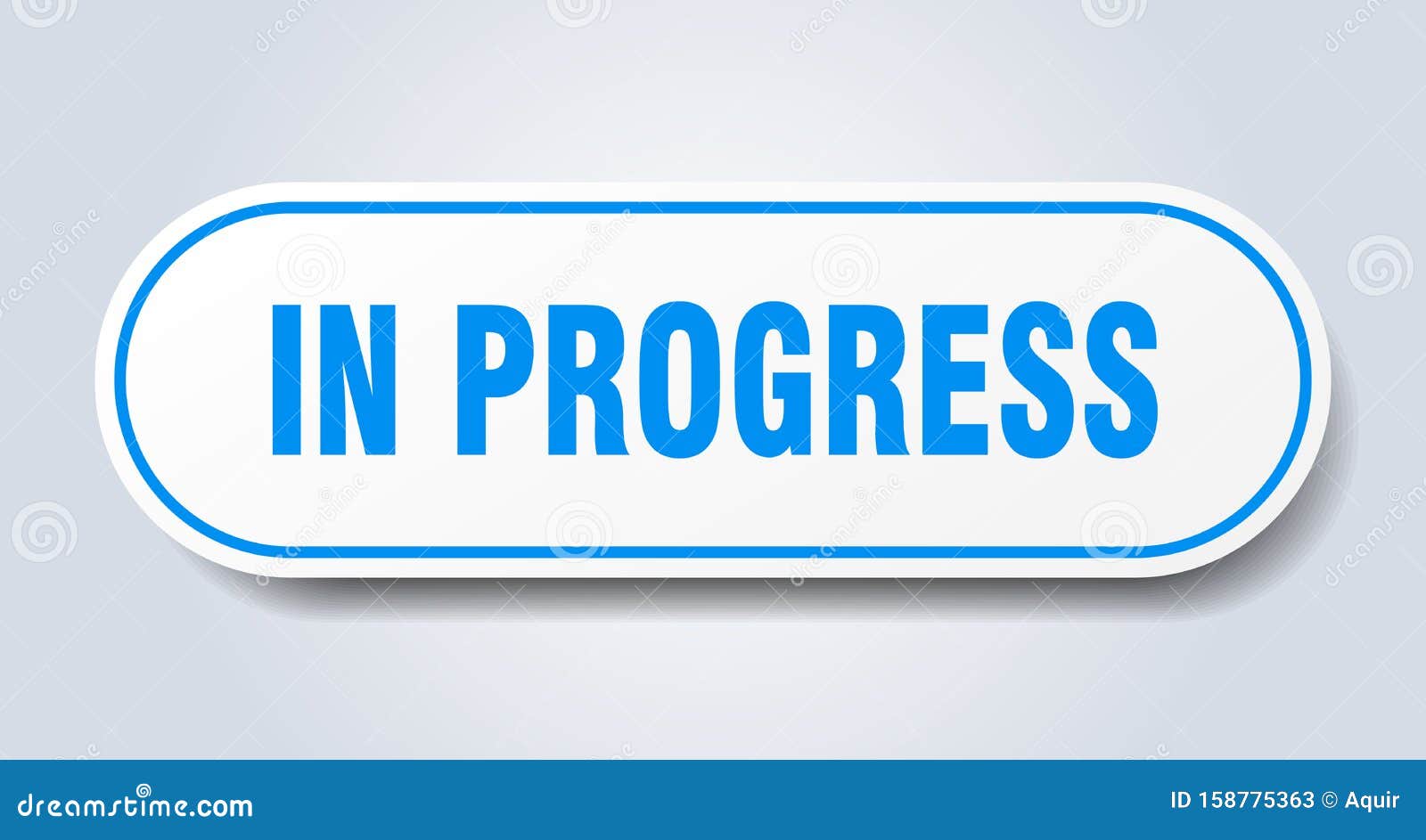 In progress sticker. stock vector. Illustration of blue - 158775363