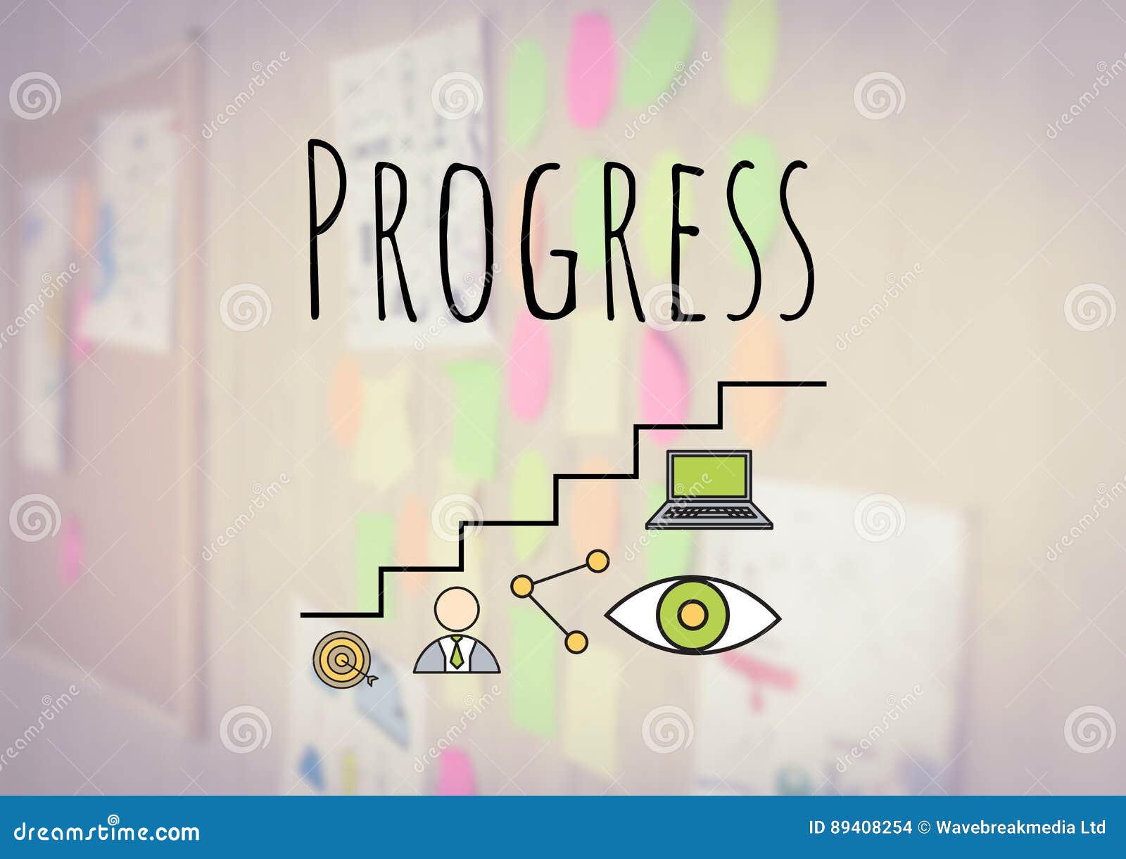 Progress Text with Drawings Graphics Stock Illustration - Illustration ...