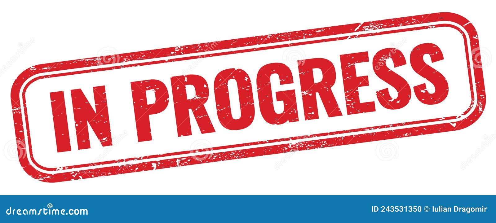 In PROGRESS Text on Red Grungy Stamp Stock Illustration - Illustration ...