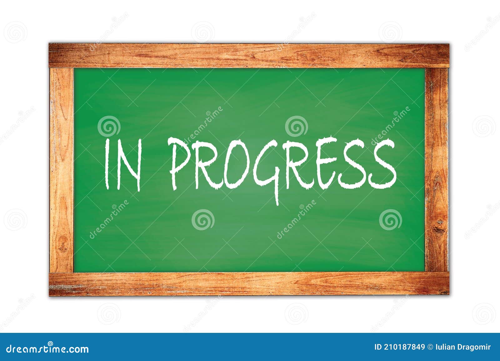 In PROGRESS Text Written on Green School Board Stock Illustration ...