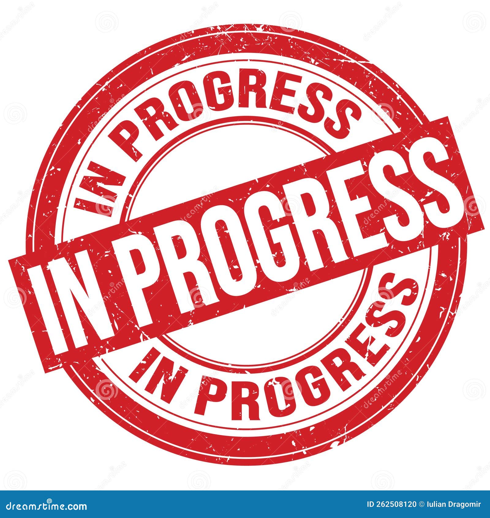 In PROGRESS Text Written on Red Round Stamp Sign Stock Illustration ...