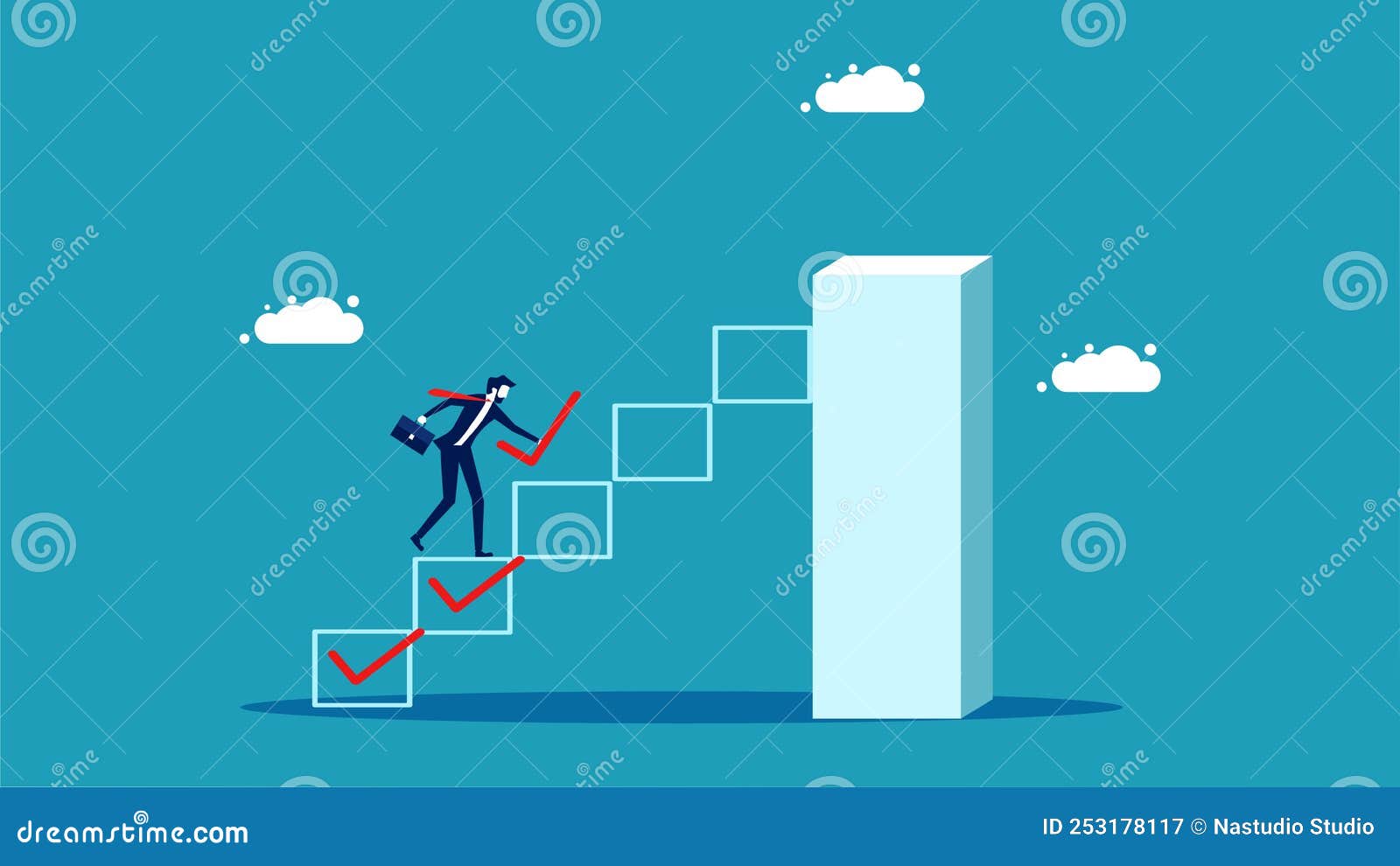 Progress Towards Success. Businessman Checking List of Completed Tasks ...