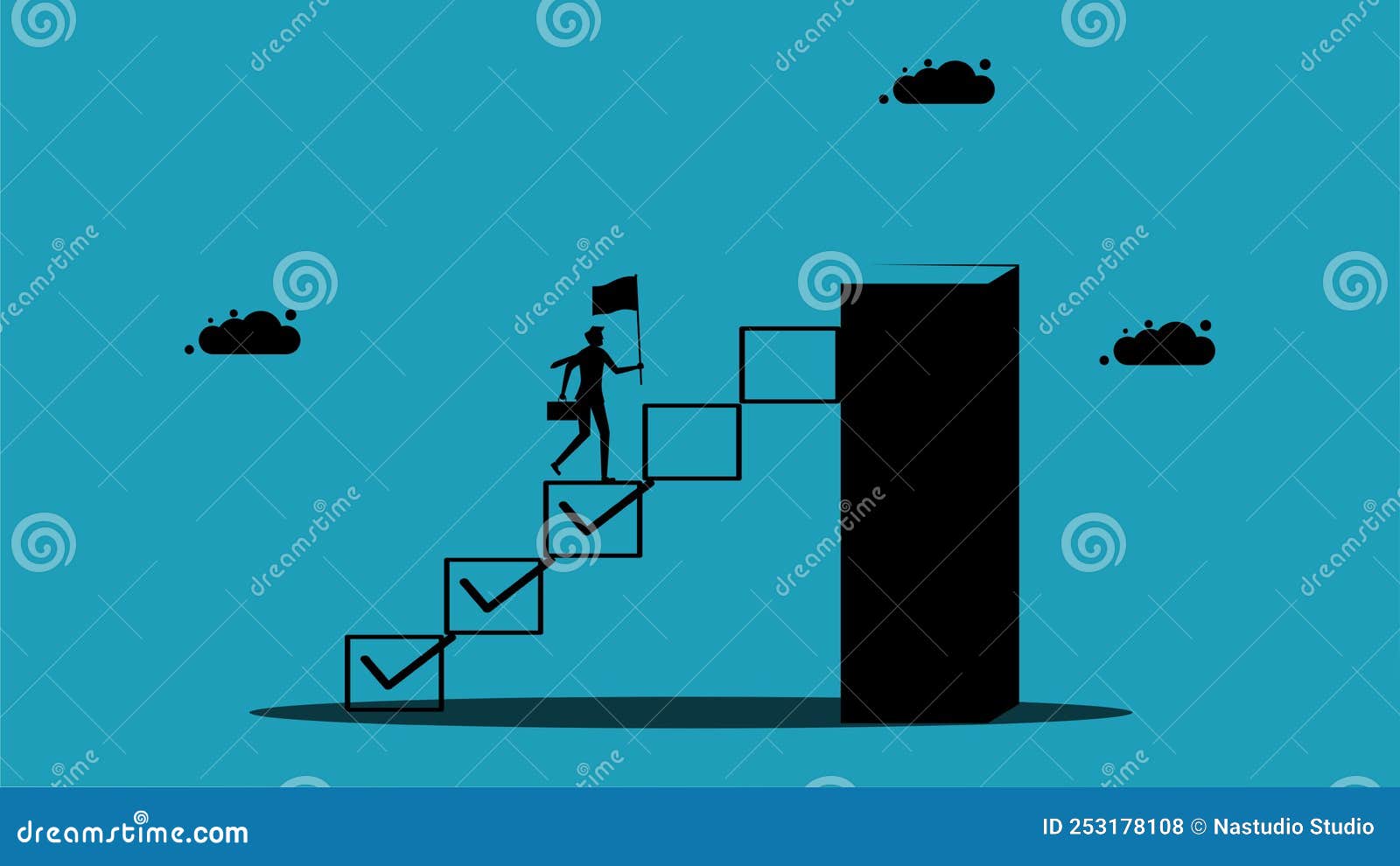 Progress Towards Success. Businessman Checking List of Completed Tasks ...