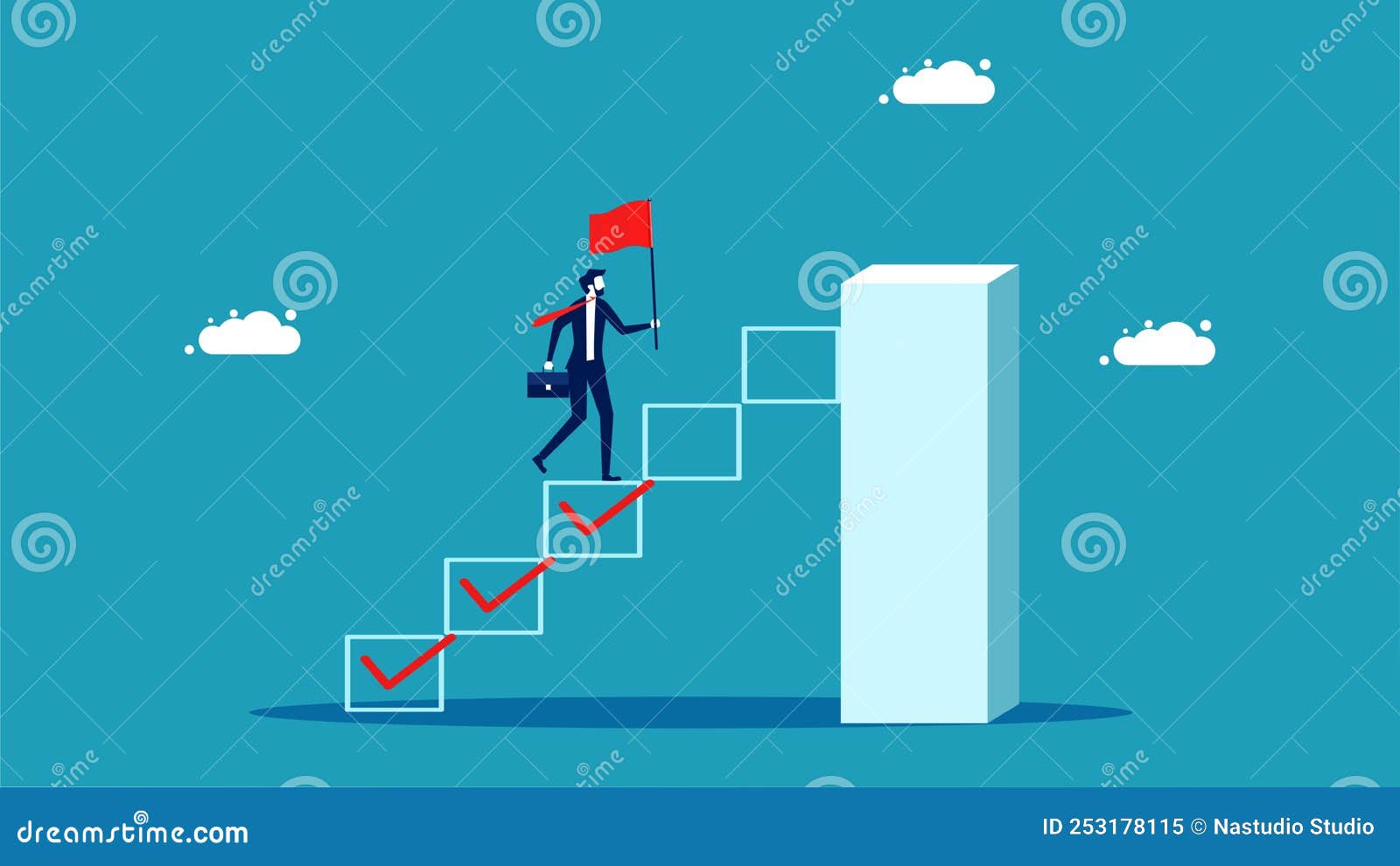 Progress Towards Success. Businessman Checking List of Completed Tasks ...