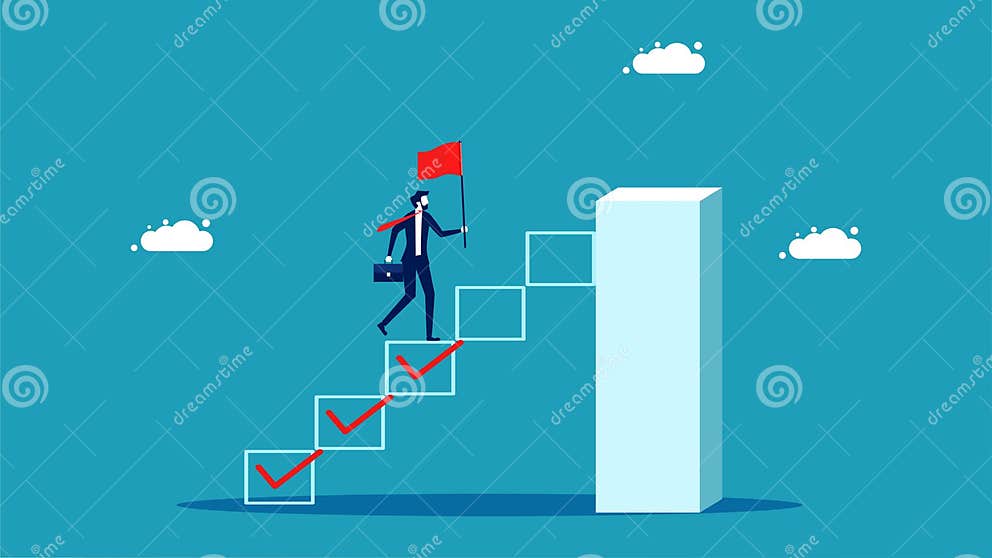 Progress Towards Success. Businessman Checking List of Completed Tasks ...