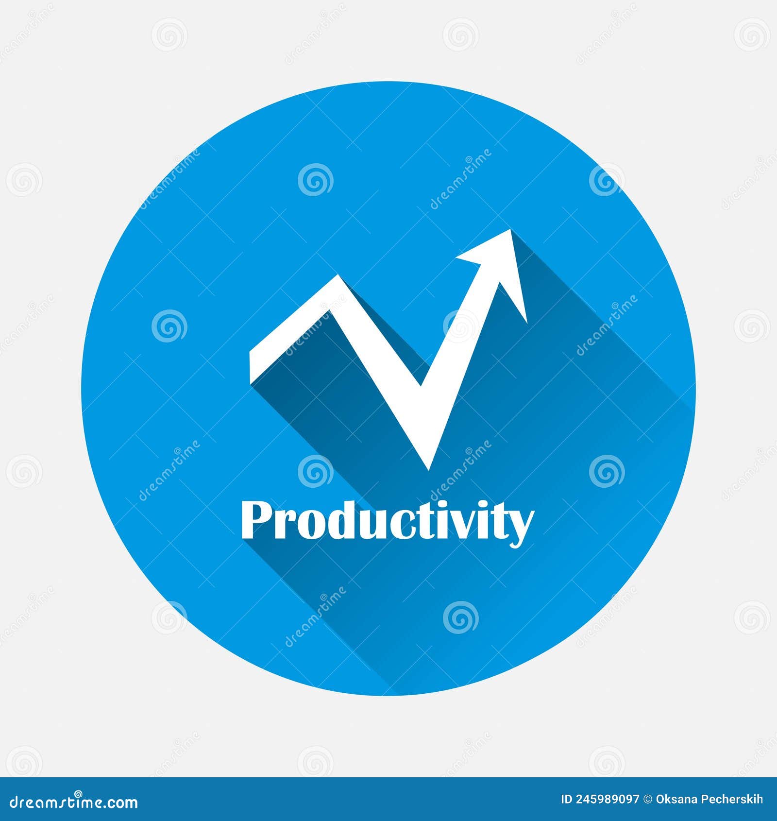 Progress Vector Icon on Blue Background. Flat Image with Long Shadow ...