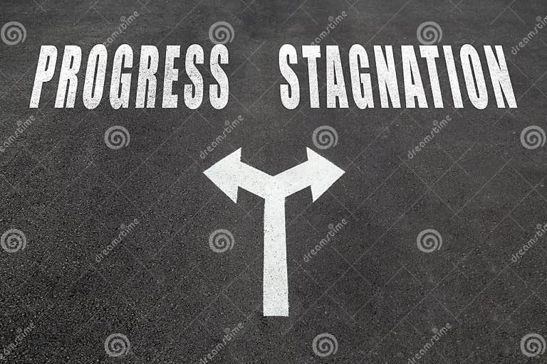 Progress Vs Stagnation Choice Concept Stock Image - Image of arrow ...