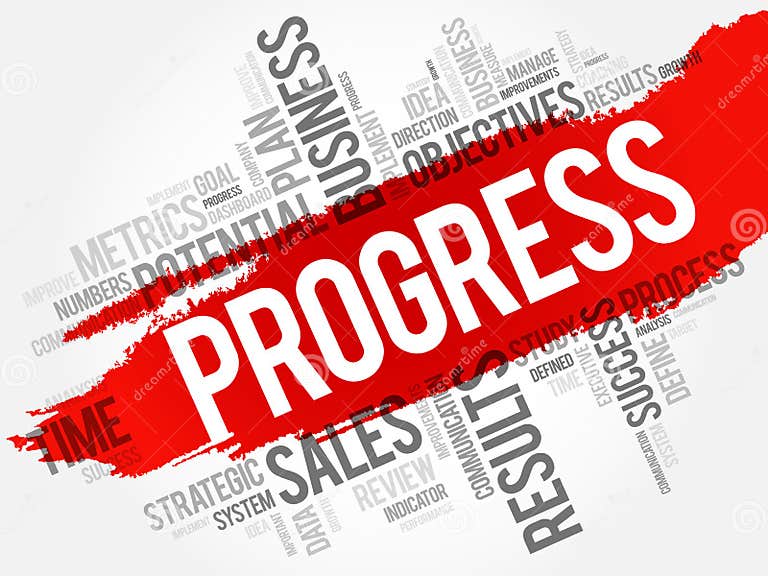 Progress word cloud stock illustration. Illustration of help - 207129544