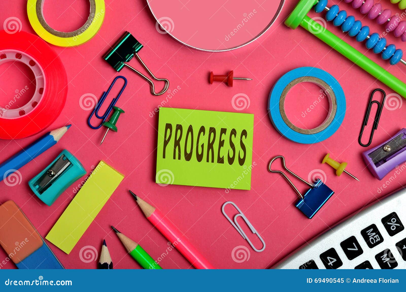 Progress word on notes stock image. Image of development - 69490545