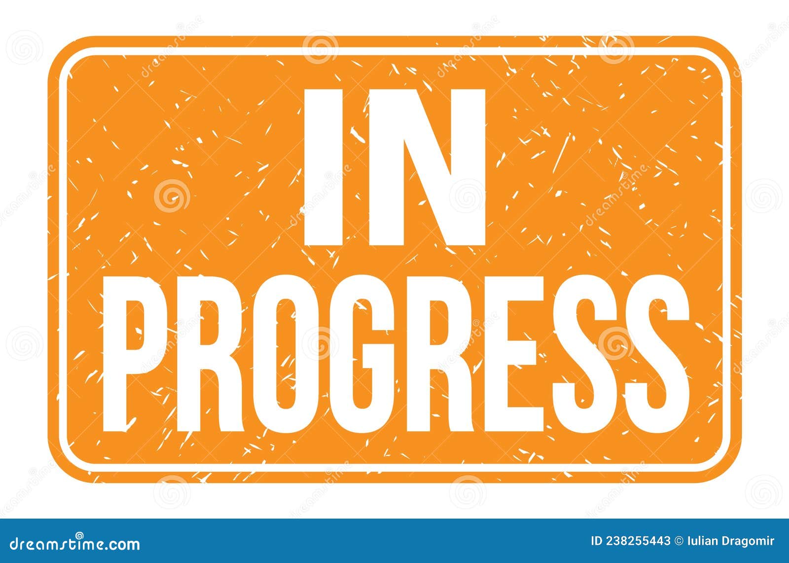 In PROGRESS, Words on Orange Rectangle Stamp Sign Stock Illustration ...