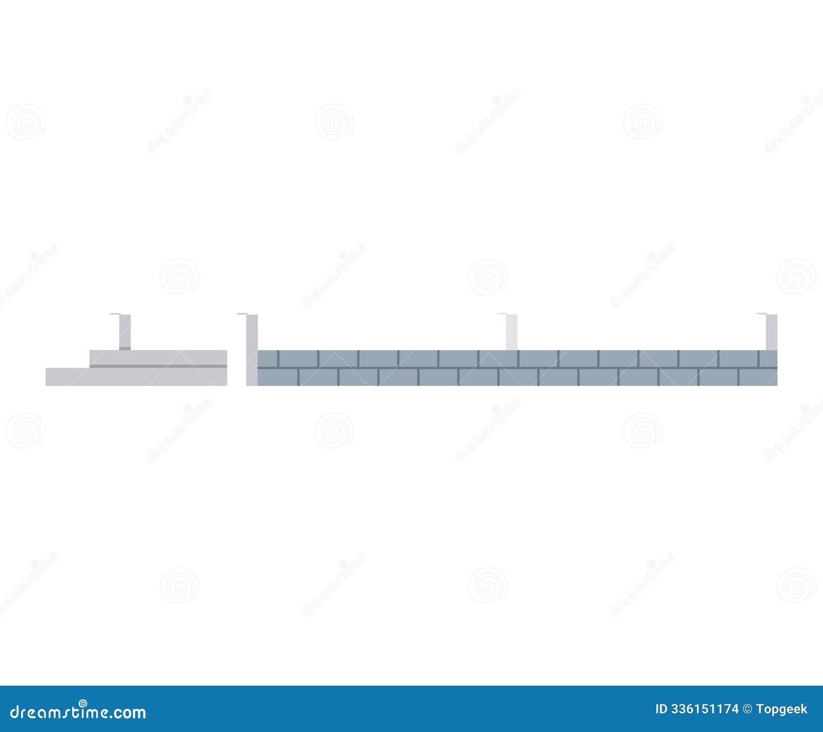 Progression of Building a Brick Wall with Step-by-Step Foundation and ...