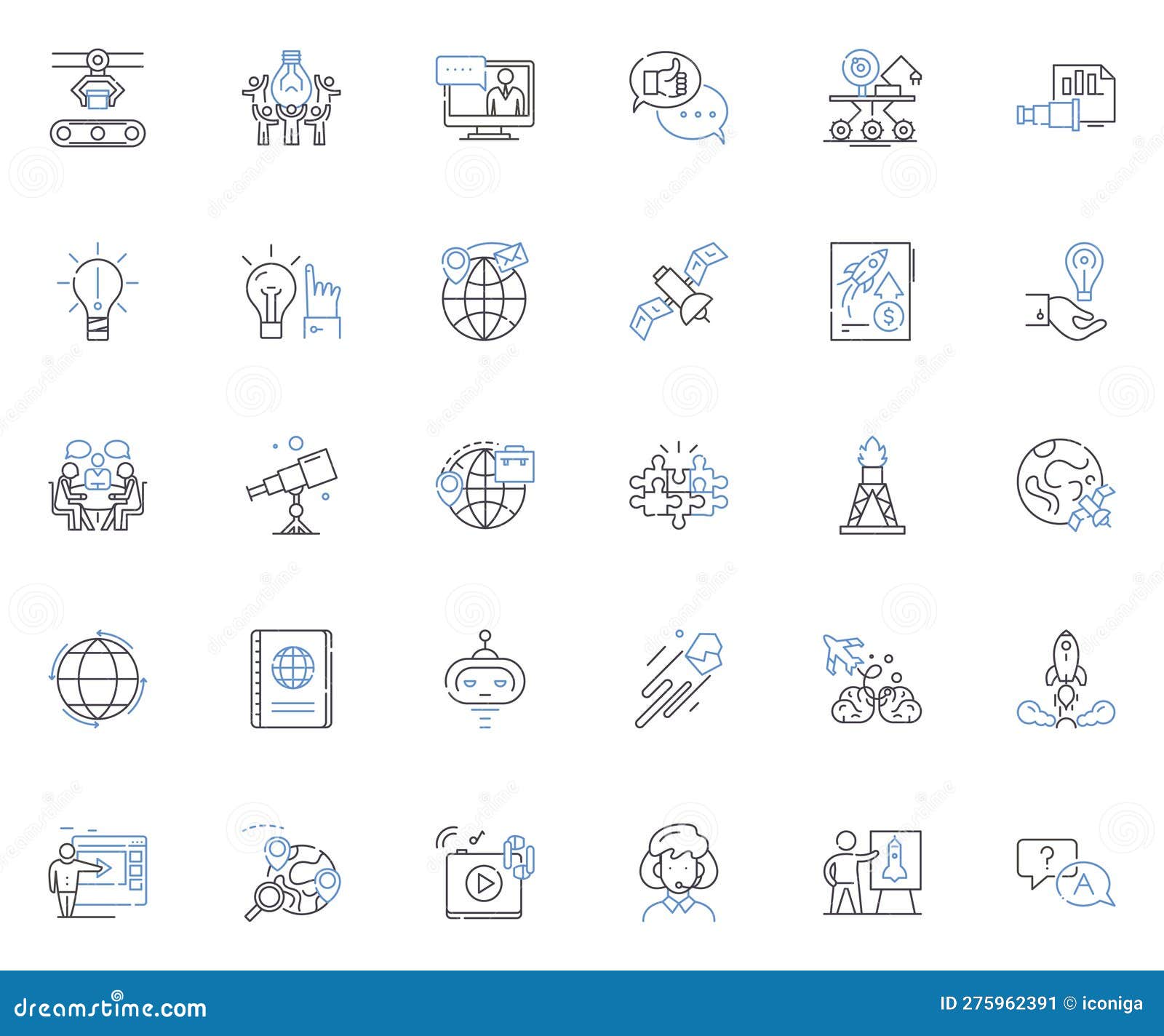Progression Improvement Line Icons Collection. Development, Advancement ...