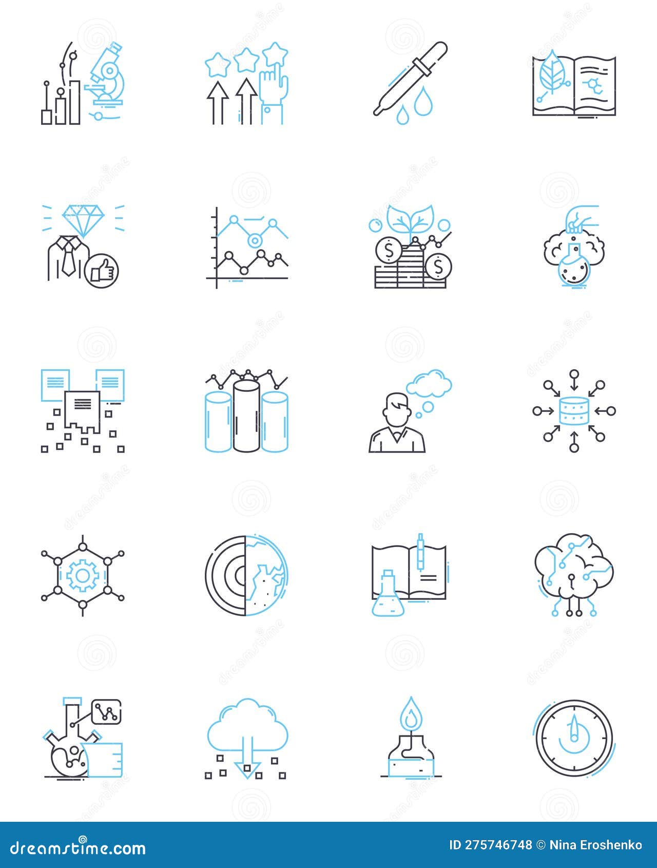 Progression and Improvement Linear Icons Set. Enhance, Develop, Evolve ...