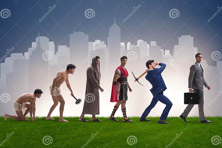 The Progression of Man Mankind from Ancient To Modern Stock Image ...