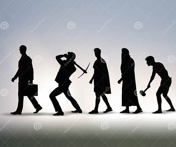 Progression of Man Mankind from Ancient To Modern Stock Image - Image ...